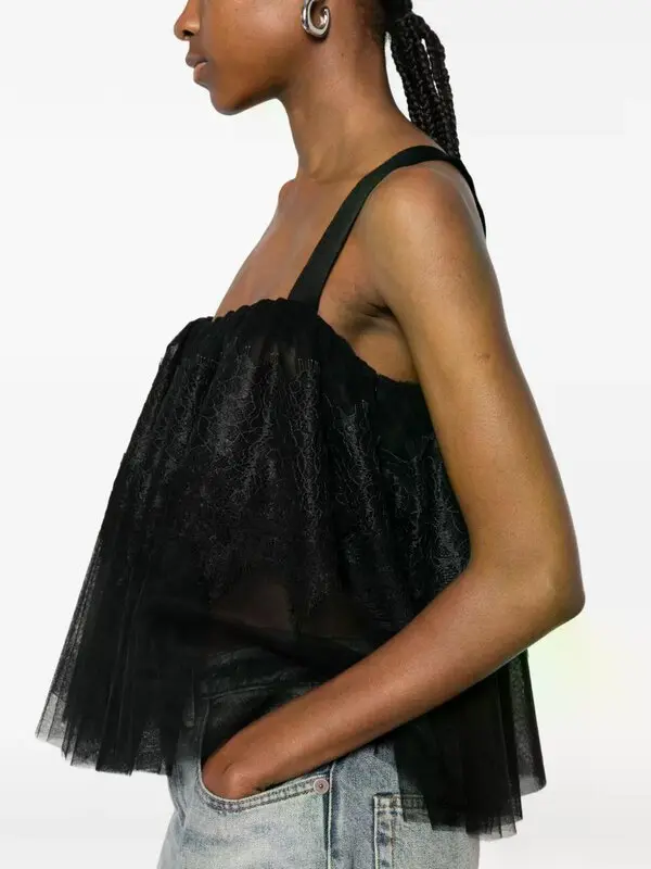 Viktor & Rolf Lace-trimmed Tulle Blouse