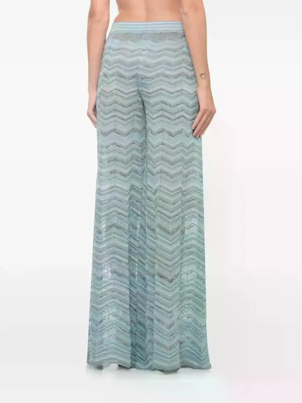 D.exterior Wide-leg Chevron Knit Trousers - Blue