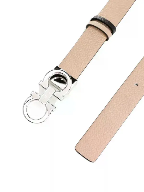 FERRAGAMO Gancini Reversible Textured-leather Belt - Neutrals