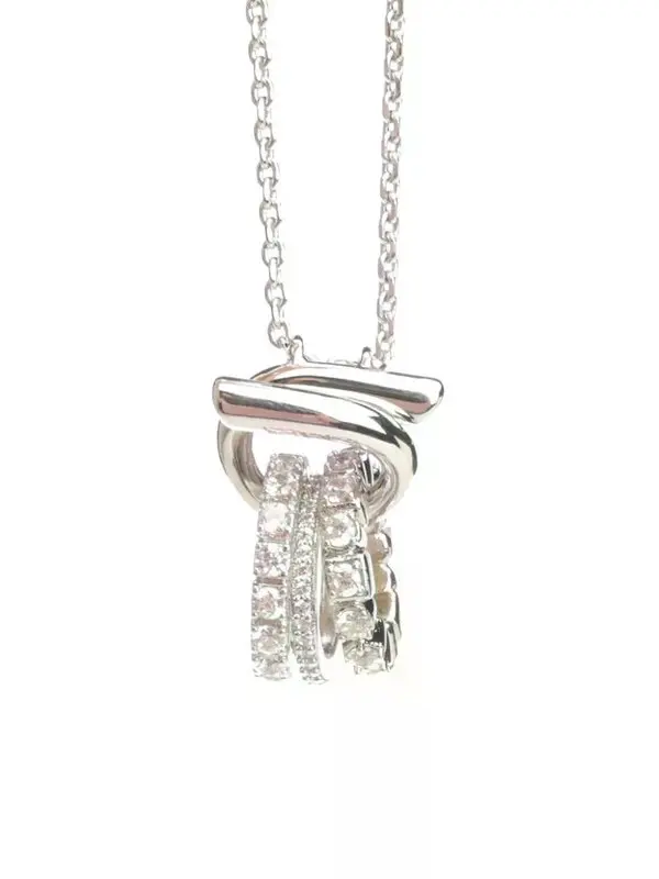 FERRAGAMO Gancini Crystal-embellished Necklace - Silver