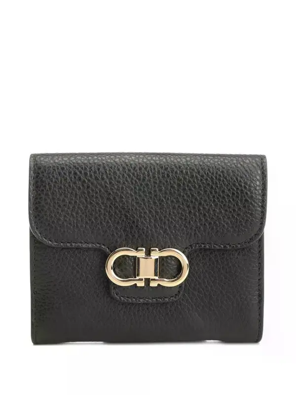 FERRAGAMO Gancini-plaque Leather Wallet - Black
