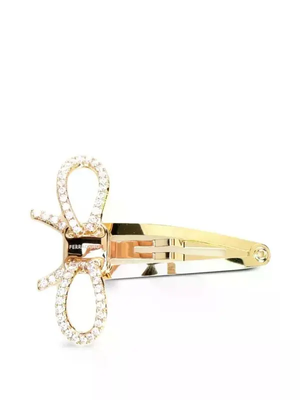 FERRAGAMO Crystal-embellished Bow Hair Clip - Gold