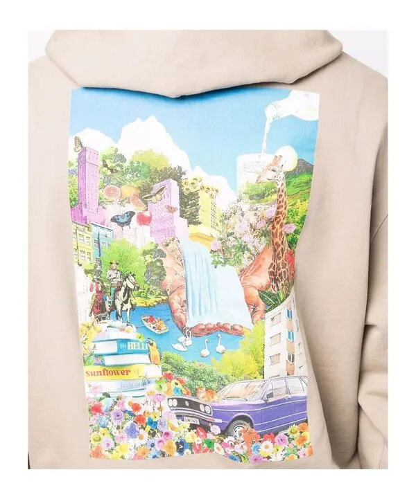 SUNFLOWER Long Sleeve Hooded Sweatshirt With Graphic Back