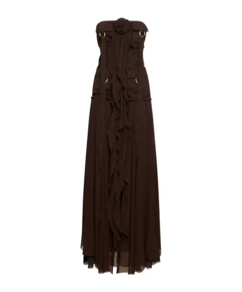Blumarine Strapless Maxi Dress With Flounce Detail - Black