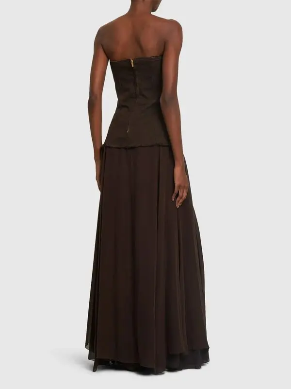 Blumarine Strapless Maxi Dress With Flounce Detail