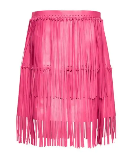 Oscar De La Renta Fringed Leather Skirt