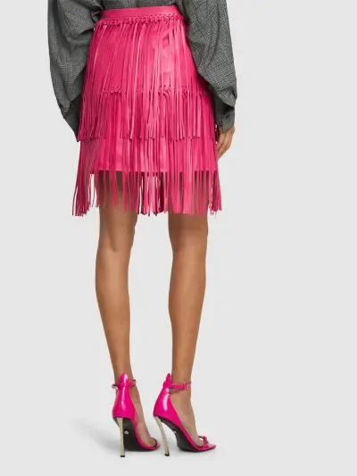 Oscar De La Renta Fringed Leather Skirt