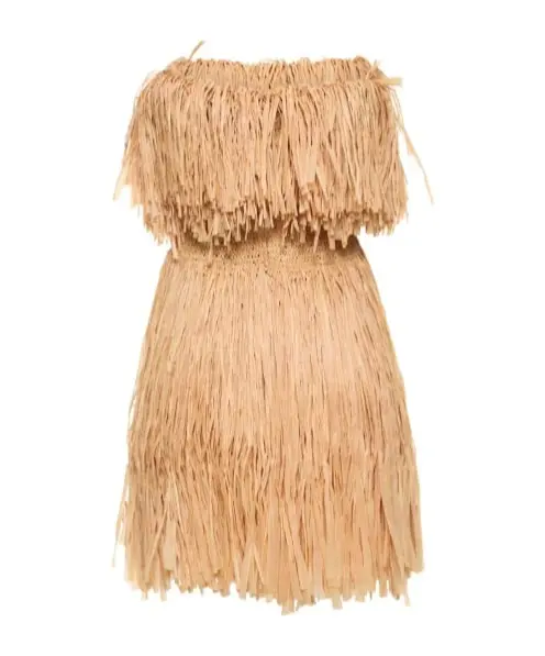 Oscar De La Renta Raffia Fringe Dress