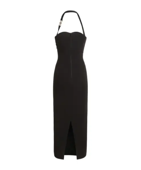 Versace Halterneck Midi Dress With Zipper Detail