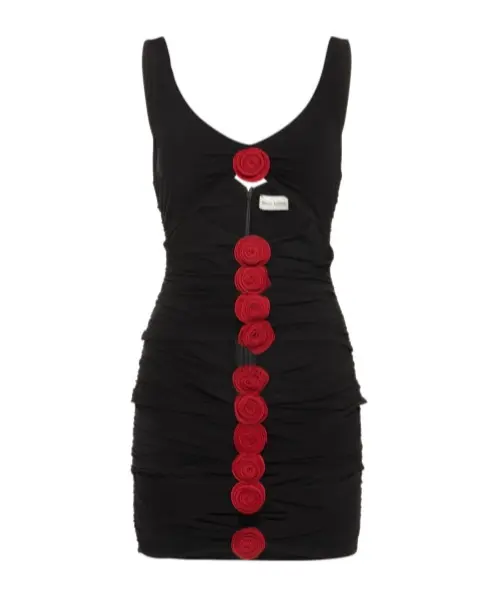 Magda Butrym Rose Embellished Ruched Dress - Black