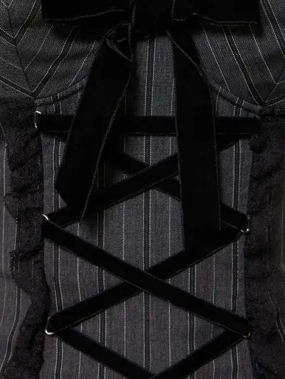 Alessandra Rich Pinstripe Lace Up Dress