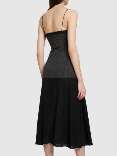 Alessandra Rich Pinstripe Lace Up Dress