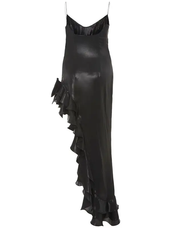 Alessandra Rich Asymmetrical Ruffled Maxi Dress