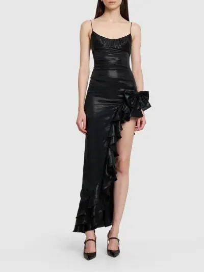 Alessandra Rich Asymmetrical Ruffled Maxi Dress