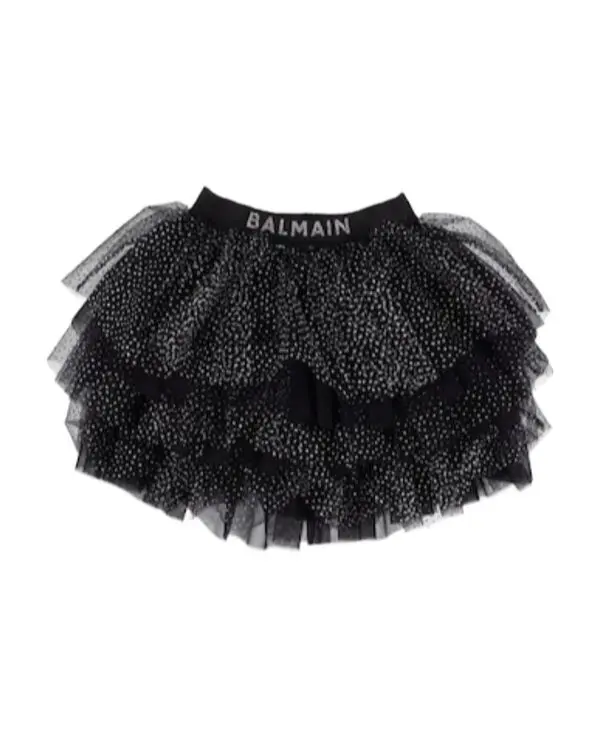 Balmain Logo Tulle Skirt - Black