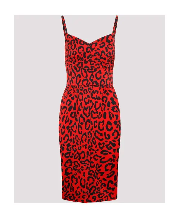 Dolce & Gabbana Animal Print Strappy Midi Dress