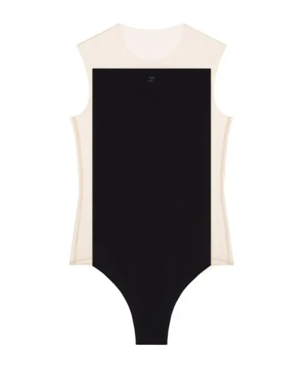 COURREGES Illusion Semi-sheer Bodysuit - Sand Black