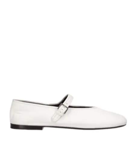 THE ROW Bohème Buckle Ballet Flats - White