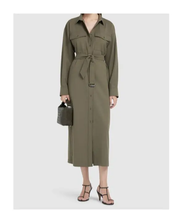 Max Mara Long Sleeve Belted Shirt Dress