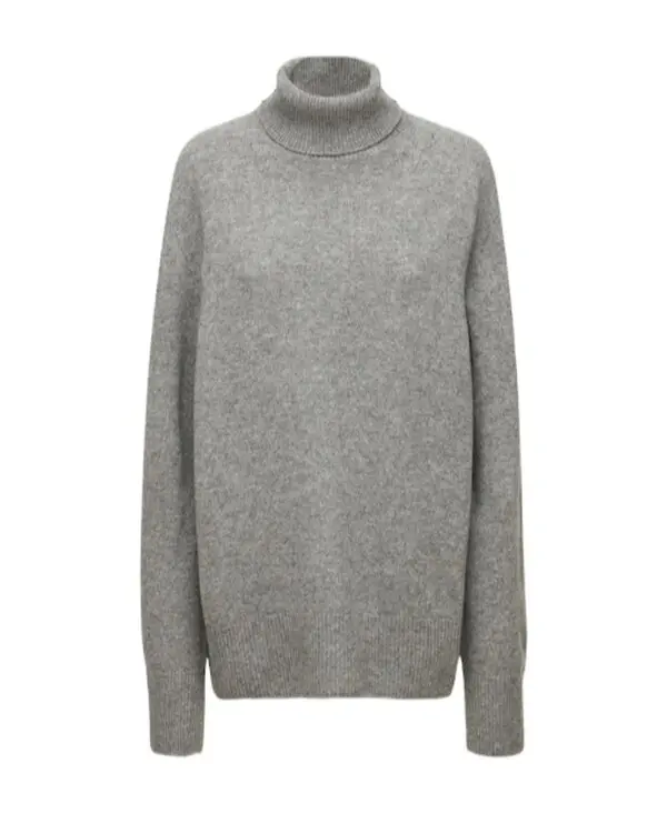 THE ROW High-necked Wool Knit Pullover - Gray