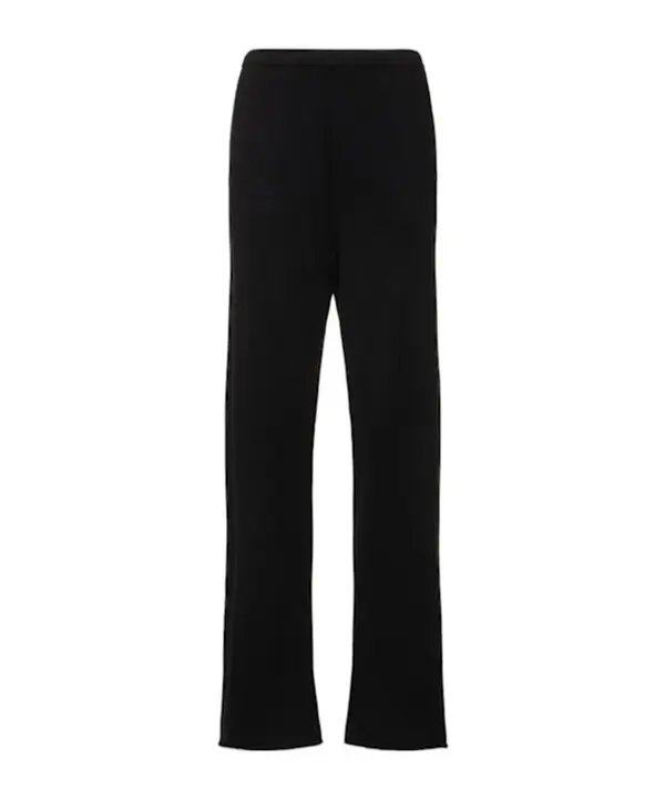 Extreme Cashmere Ribbed Knit Elastic Waist Pants - Black