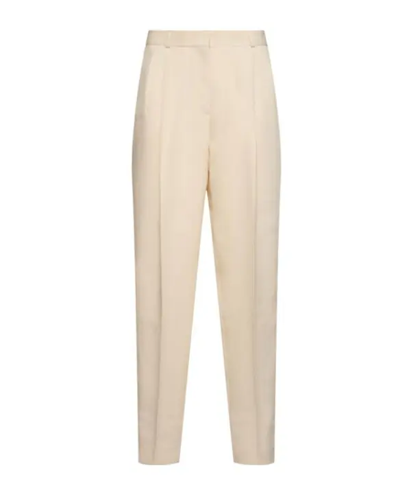 TOTEME Pleated Viscose Poly Straight Leg Trousers - Nude