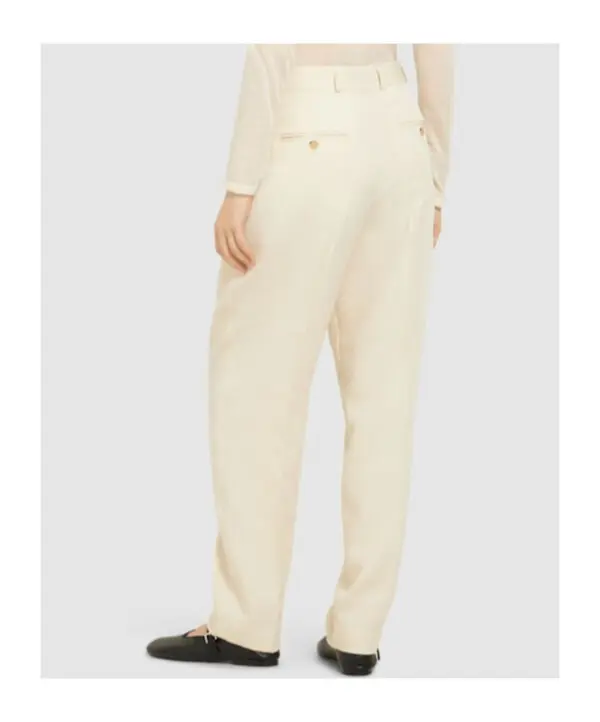 TOTEME Pleated Viscose Poly Straight Leg Trousers - Nude