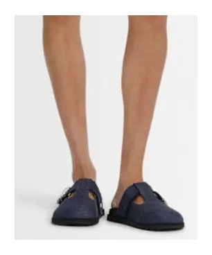 ROGER VIVIER Slidy Viv Denim Mules With Embellished Buckle - Black