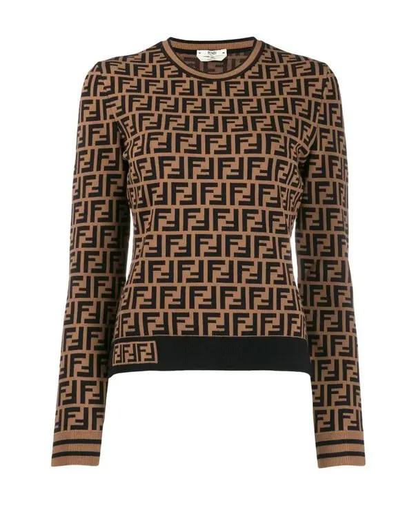 Fendi Ff Monogram Jacquard Knit Jumper - Black