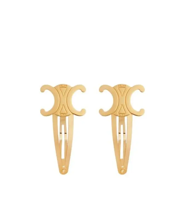 Celine Set Of 2 Triomphe Snap Hair Clips - Yellow