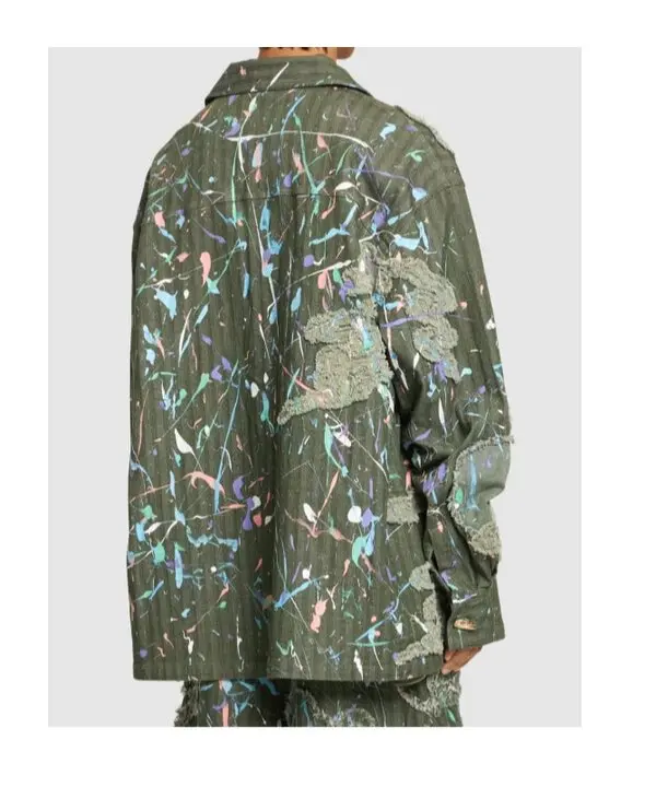MITHRIDATE Graffiti Patchwork Cotton Denim Shirt