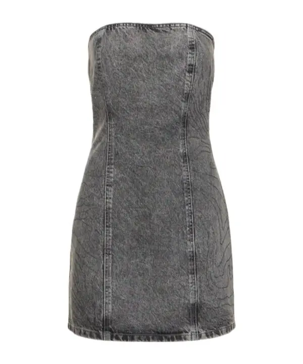 ROTATE BY BIRGER CHRISTENSEN Sleeveless Zip-up Denim Mini Dress - Grey