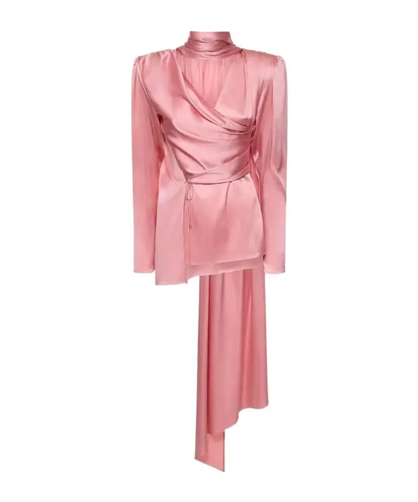 Magda Butrym Asymmetrical Draped Blouse - Pink