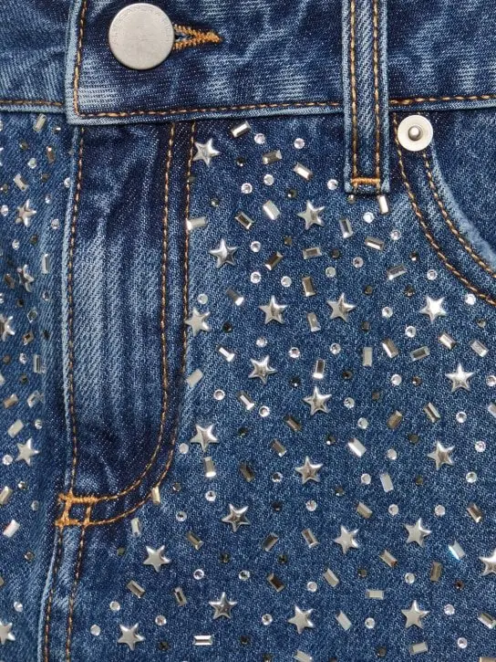Alessandra Rich Embellished Denim Mini Skirt