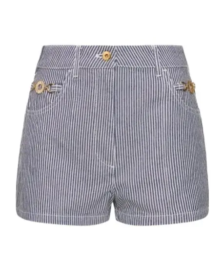 PATOU Striped Denim Shorts