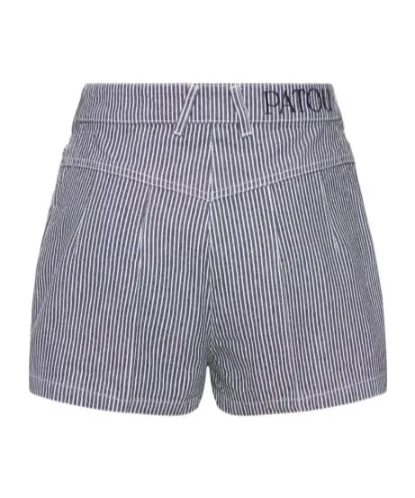 PATOU Striped Denim Shorts