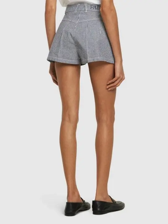 PATOU Striped Denim Shorts