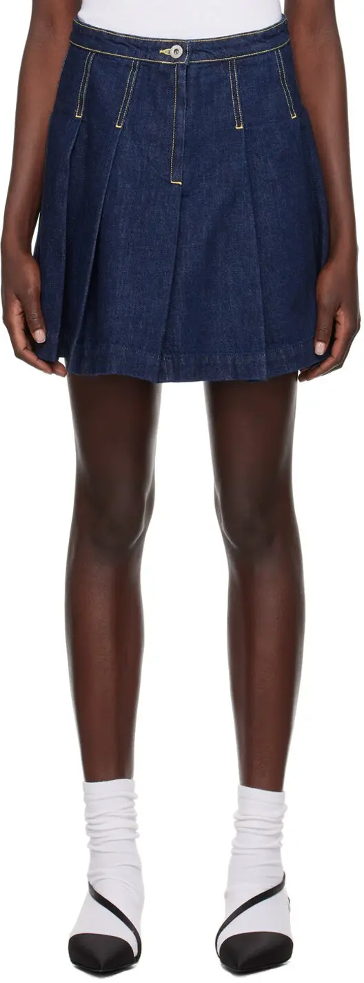 Kenzo Pleated Denim Mini Skirt