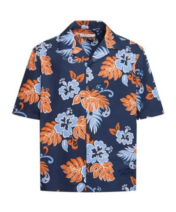 Maison Kitsuné Short-sleeved Printed Shirt - Blue