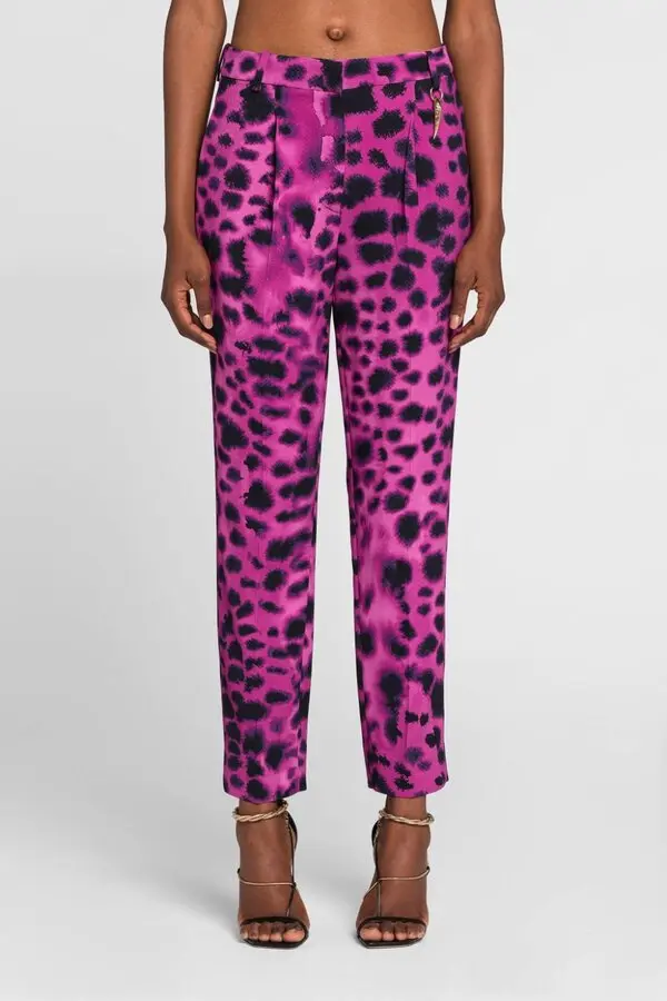 Roberto Cavalli Animal Print Straight Leg Trousers