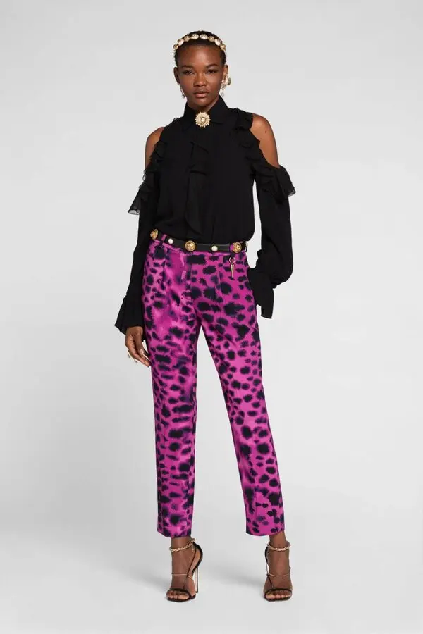 Roberto Cavalli Animal Print Straight Leg Trousers