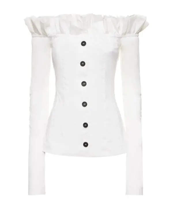 Philosophy Di Lorenzo Serafini Ruffled Neckline Button Front Blouse