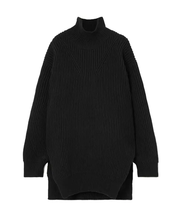 JIL SANDER Ribbed Knit Turtleneck Sweater With Split Hem