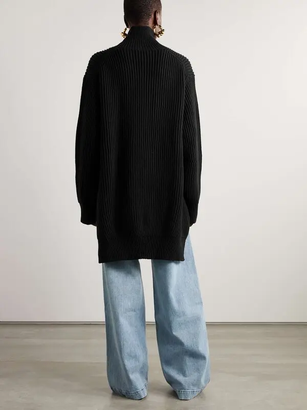 JIL SANDER Ribbed Knit Turtleneck Sweater With Split Hem