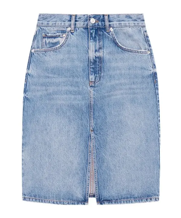ANINE BING Mid-rise Denim Skirt With Classic Five-pocket Design - Blue