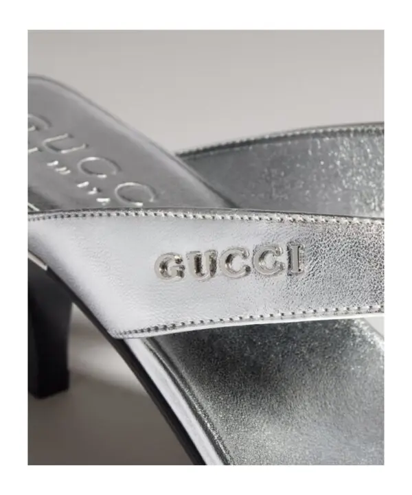 Gucci Vittoria Thong Sandal With Sculpted Heel