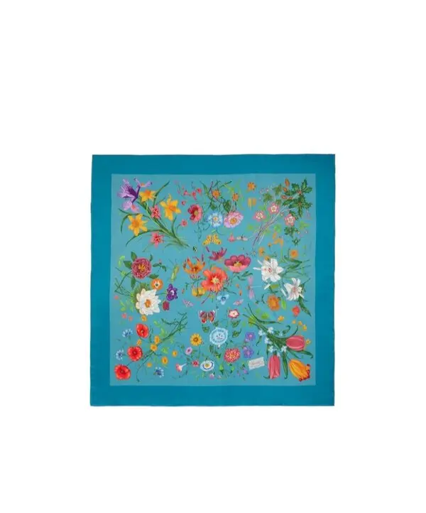 Gucci Printed Silk Twill Carr - Blue