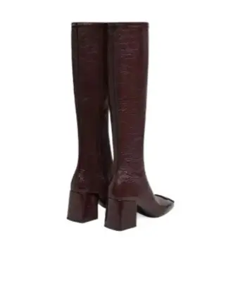 COURREGES Logo Detail Square Toe Block Heel Boots