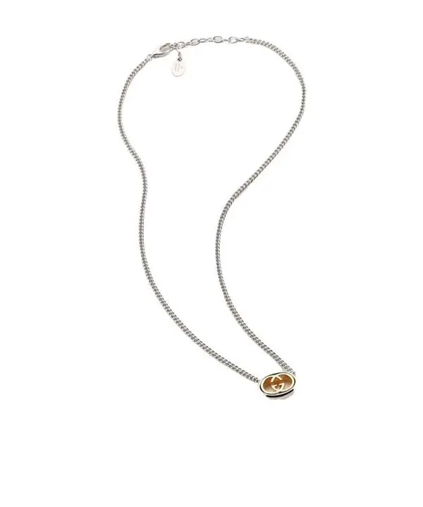 Gucci Interlocking G Pendant Chain Necklace - Palladium And Gold
