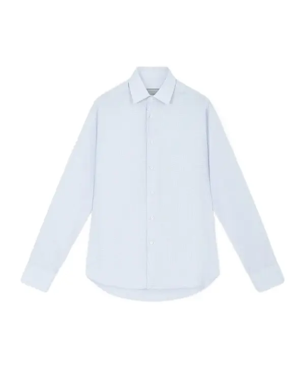 Canali Grid-pattern Shirt - Light Blue